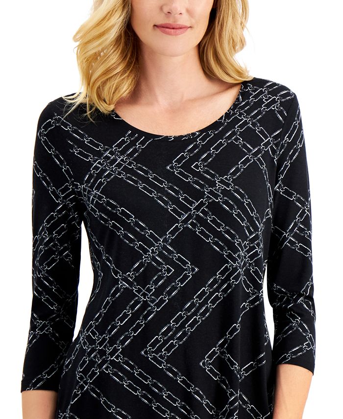 JM Collection Chain-Print Top, Created for Macy's - Macy's