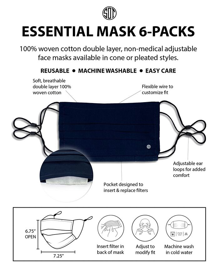 Society of Threads Unisex Pleated Face Mask Geo 6-Pack - Macy's
