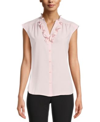 Anne Klein Ruffled Cap-Sleeve Blouse - Macy's