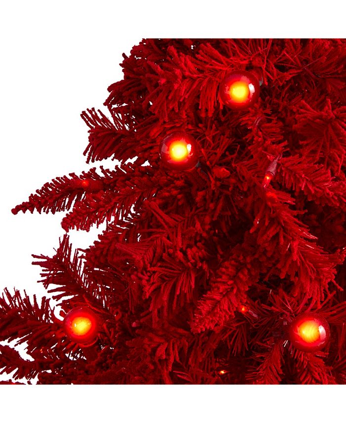 Nearly Natural Flocked Fraser Fir Artificial Christmas Tree with 250 ...