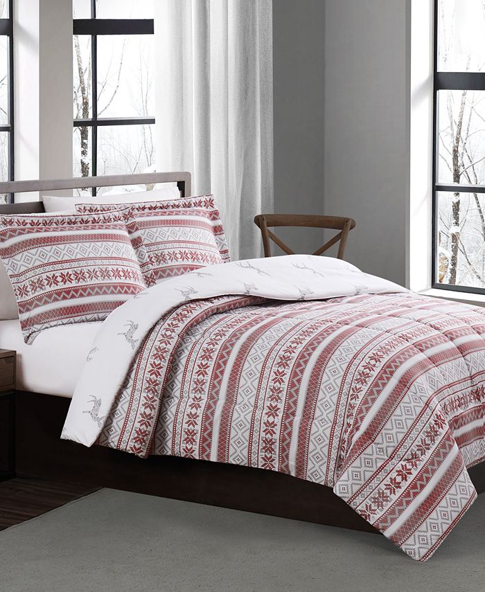 Pem America Holiday Fair Isle 3 Pc Reversible Full Queen Comforter Set