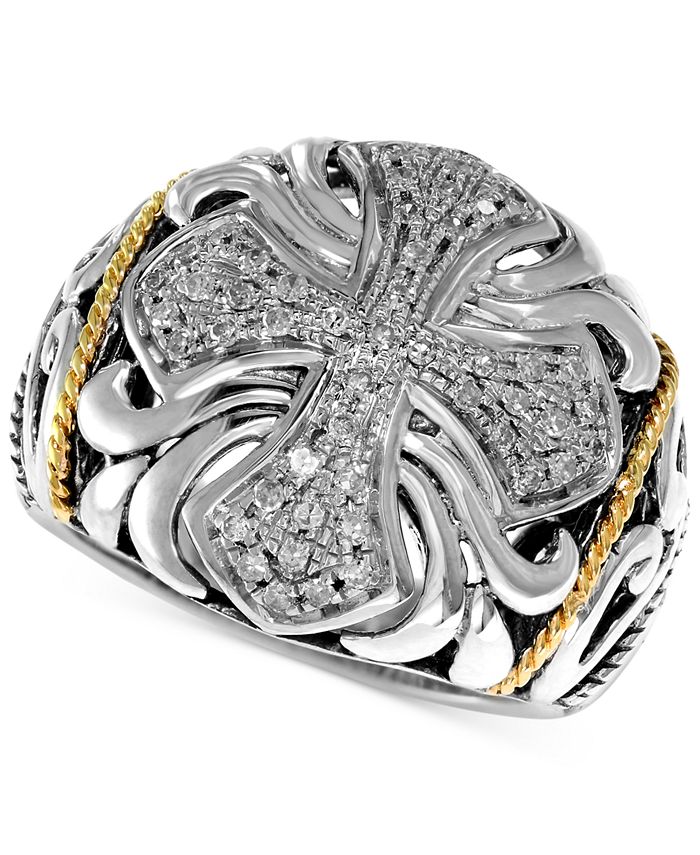 EFFY Collection Balissima by EFFY® Diamond Cross Ring (1/4 ct. t.w.) in ...