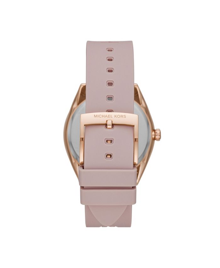 Michael Kors Women's Janelle Pink Silicone Strap Watch 42mm - Macy's