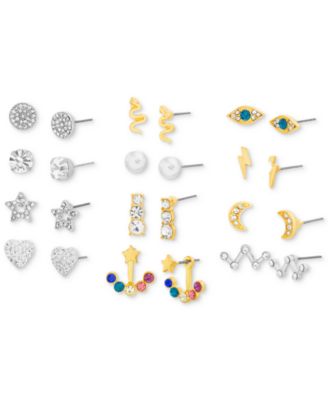 Steve Madden Women s 12 Piece On Multi Stone Earring and Stone Stud Earrings Set Macy s