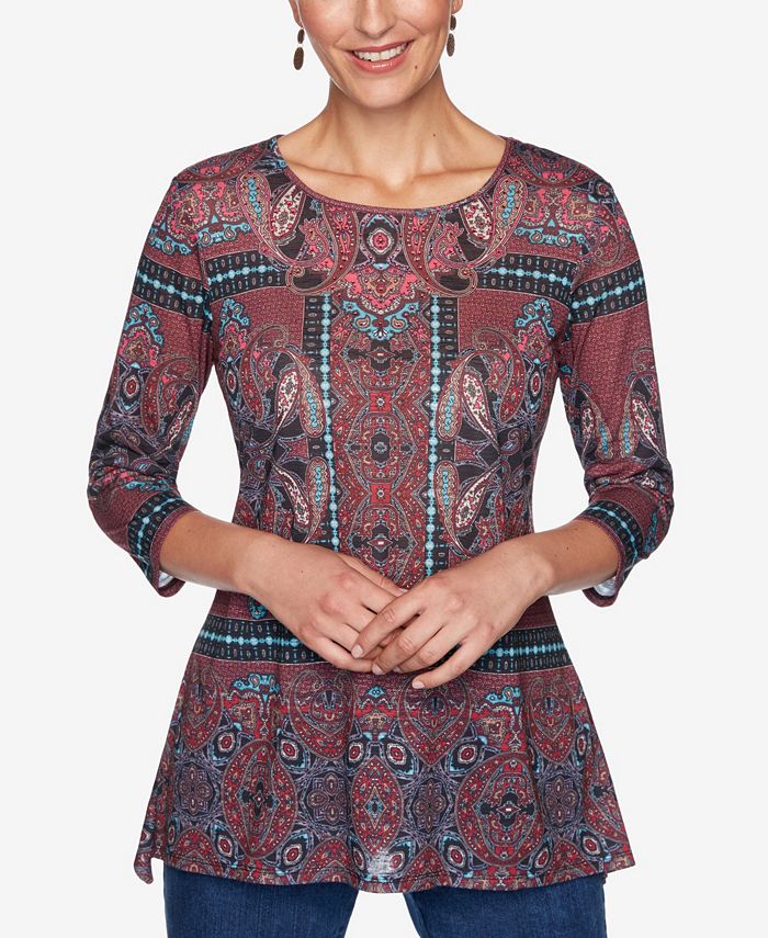 Ruby Rd. Women's Knit Embellished Paisley Top - Macy's