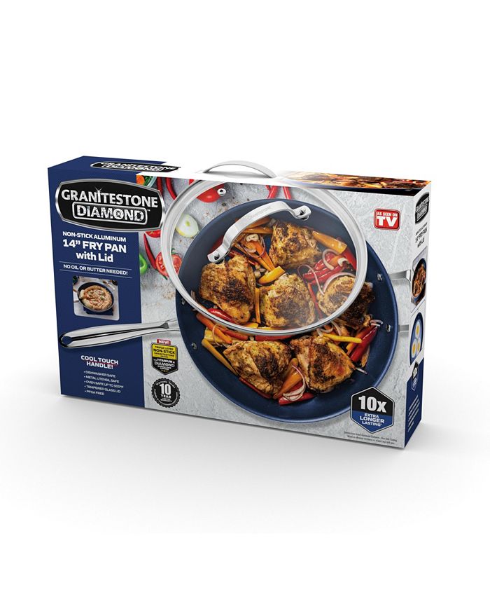 Granite Stone Diamond 14" Mineral and Diamond Infused Skillet with Lid ...