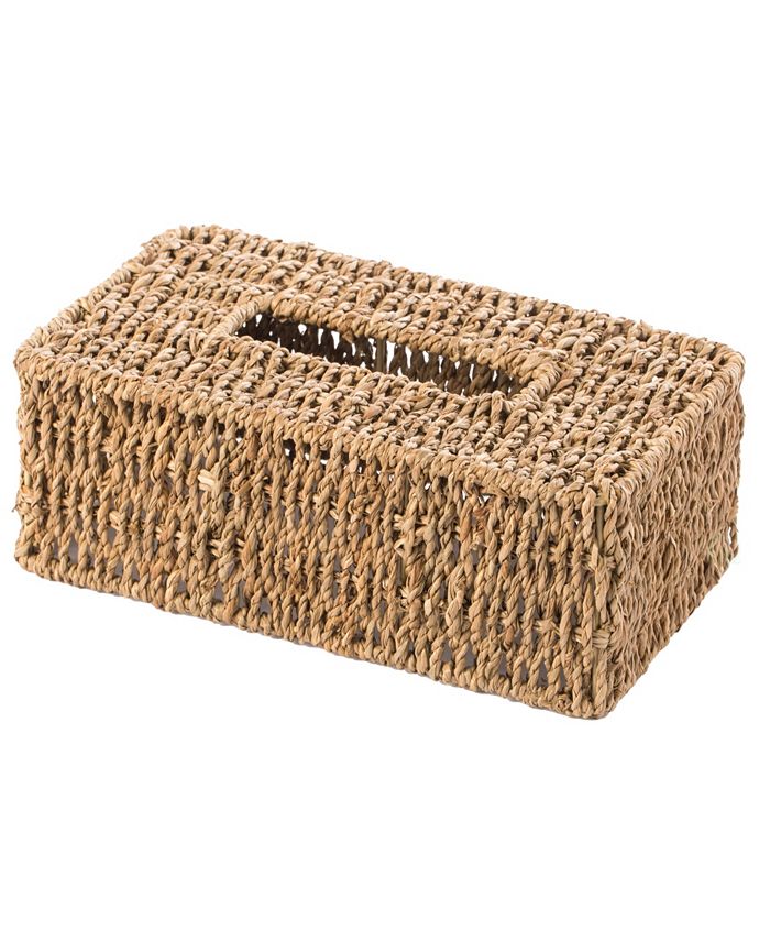 Vintiquewise Natural Woven Seagrass Wicker Rectangular Tissue Box Cover ...