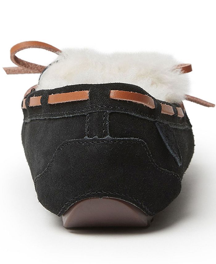 Dearfoams Women's Victoria Genuine Shearling Moccasin Slipper - Macy's