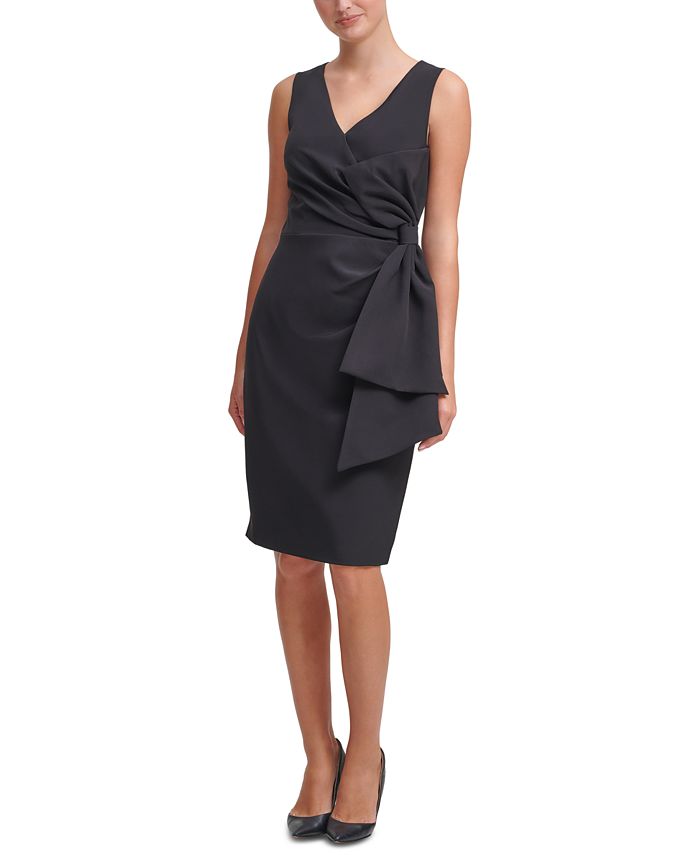 Jessica Howard Bow-Detail Scuba-Crepe Sheath Dress - Macy's