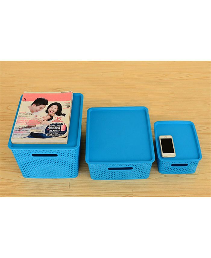 Basicwise Vintiquewise Plastic Storage Container Box with Lid - Macy's