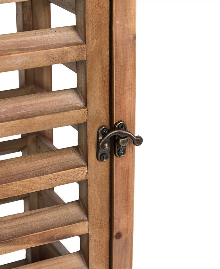 Glitzhome Set of 2 Farmhouse Natural Wooden Shutter Lanterns - Macy's