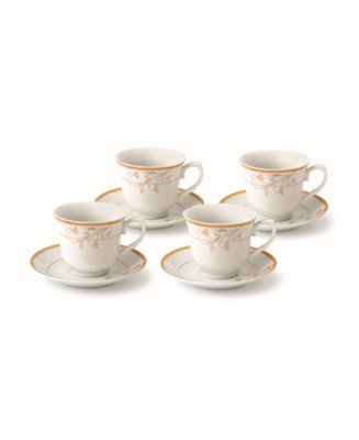 Lorren Home Trends Floral 8 Piece 8oz Tea or Coffee Cup and Saucer Set ...