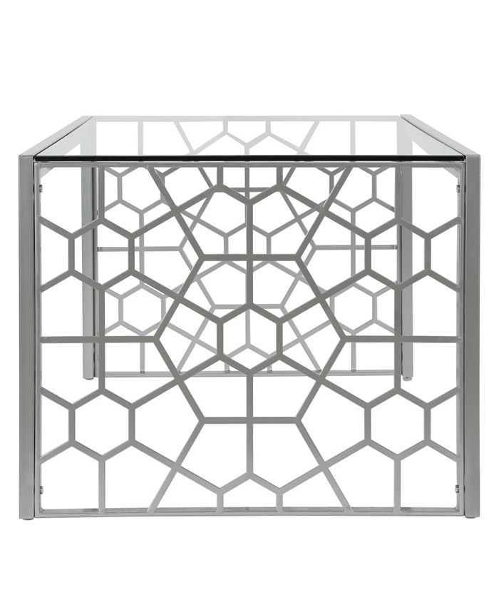 CosmoLiving Juliette Silver-tone Coffee Table and Two Ottomans Set - Macy's