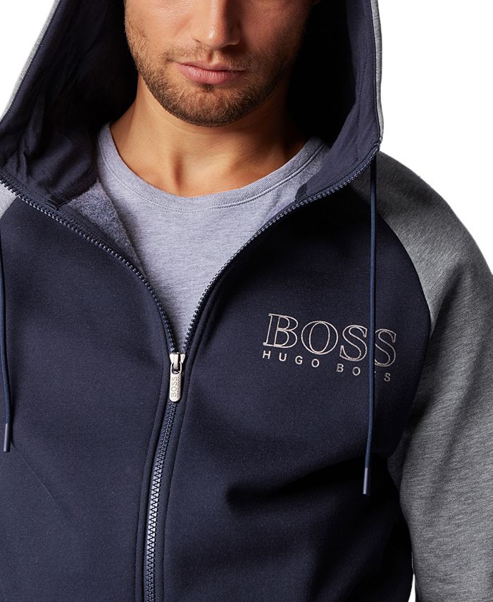 BOSS Hugo Boss Men's Colorblocked Logo-Print Hooded Fleece Track Jacket ...