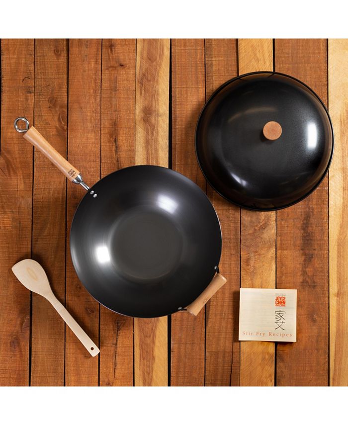 Joyce Chen Classic Series Carbon Steel Nonstick 4-Pc. Wok Set with Lid ...