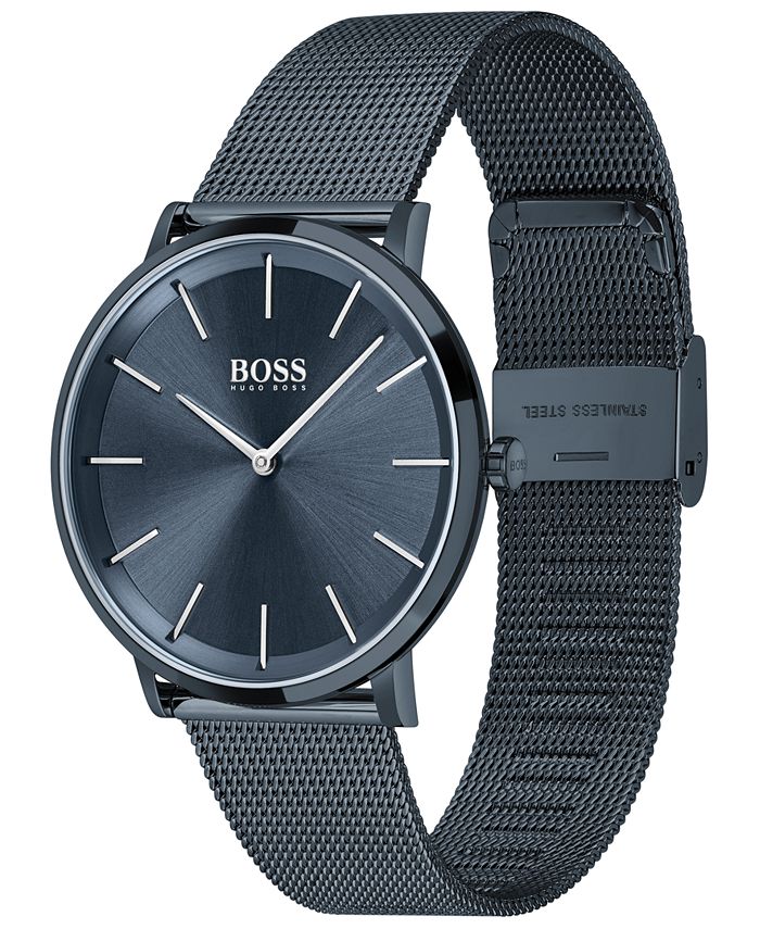 Hugo Boss Men's Skyliner Dark Blue Stainless Steel Mesh Bracelet Watch ...