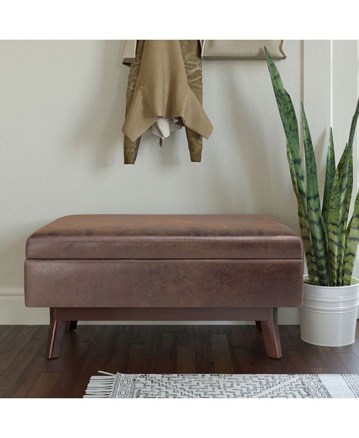 Simpli Home Owen Mid Century Modern Rectangle Small Rectangular Storage ...