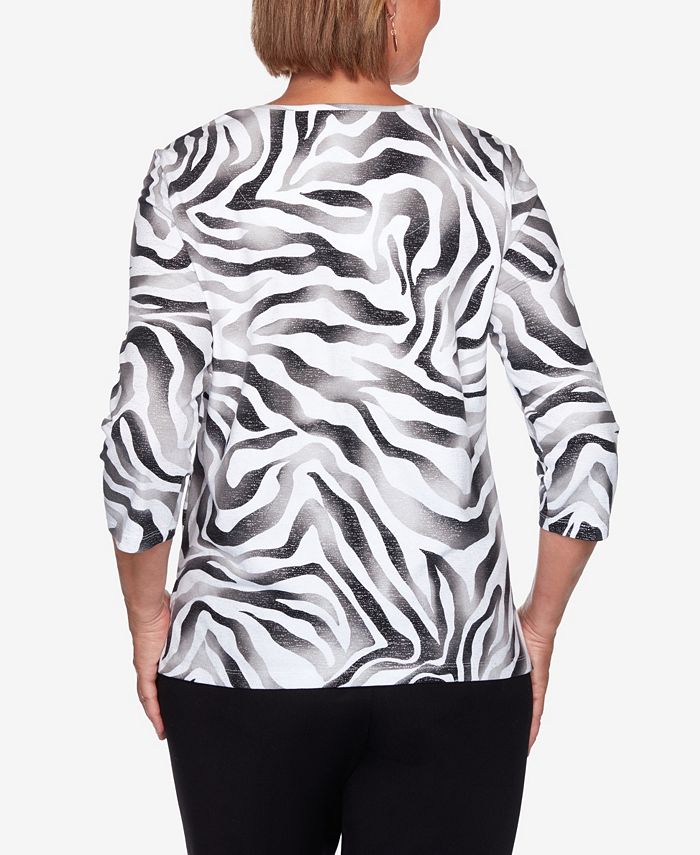 Alfred Dunner Women's Missy Modern Living Animal Print Shimmer Top - Macy's