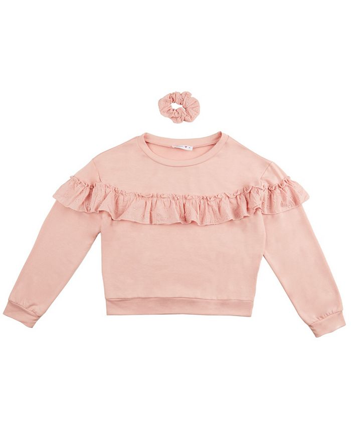 Beautees Girls French Terry Ruffle Top - Macy's