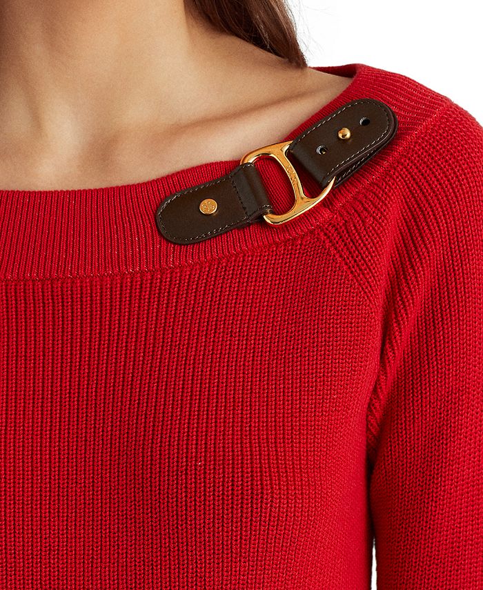 Lauren Ralph Lauren Cotton Ballet-Neck Sweater - Macy's