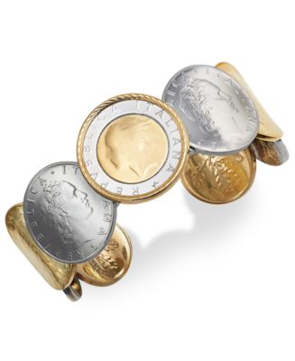 Macy s Lira Coin Cuff Bracelet in 14k Gold Vermeil and Sterling Silver Macy s