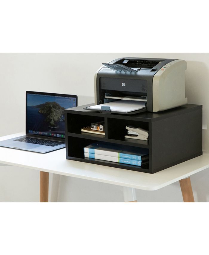 Basicwise Printer Stand Shelf Wood Office Desktop Compartment Organizer ...
