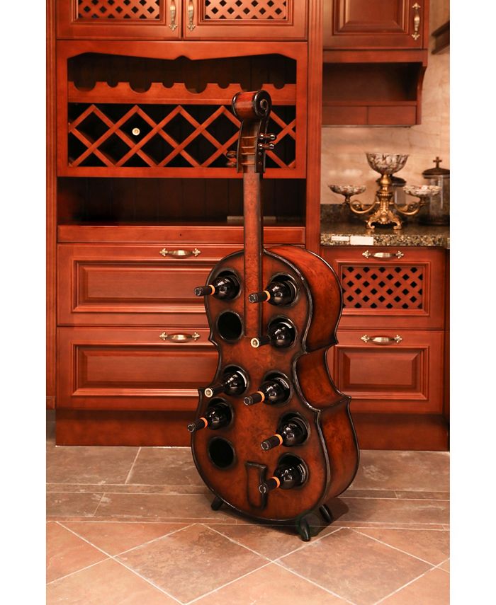 Vintiquewise Decorative 10 Bottle Wooden Cello Shaped Wine Rack 53 ...