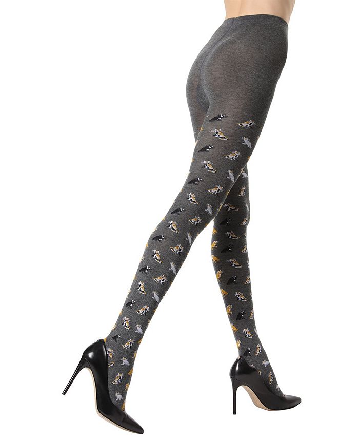 MeMoi Women's Pretty Kitties Reinforced Toe Sweater Tights - Macy's