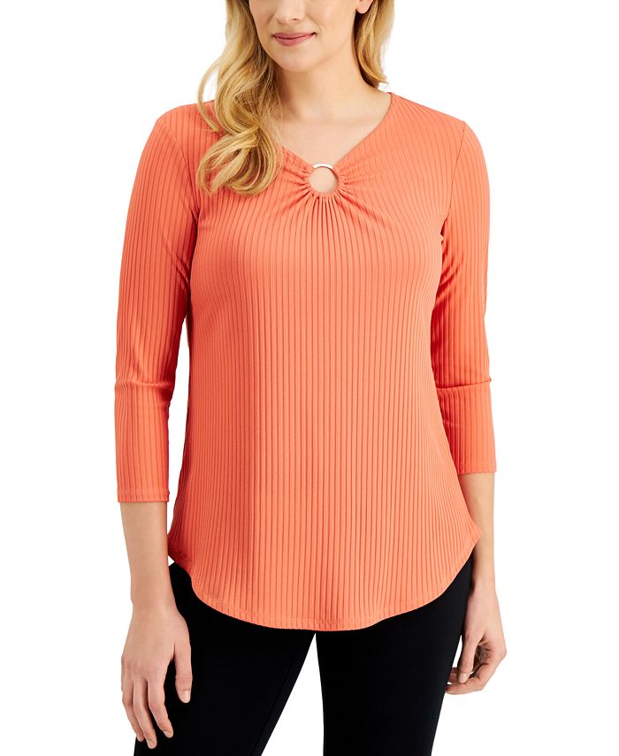 JM Collection Ribbed Ring Top, Created for Macy's - Macy's