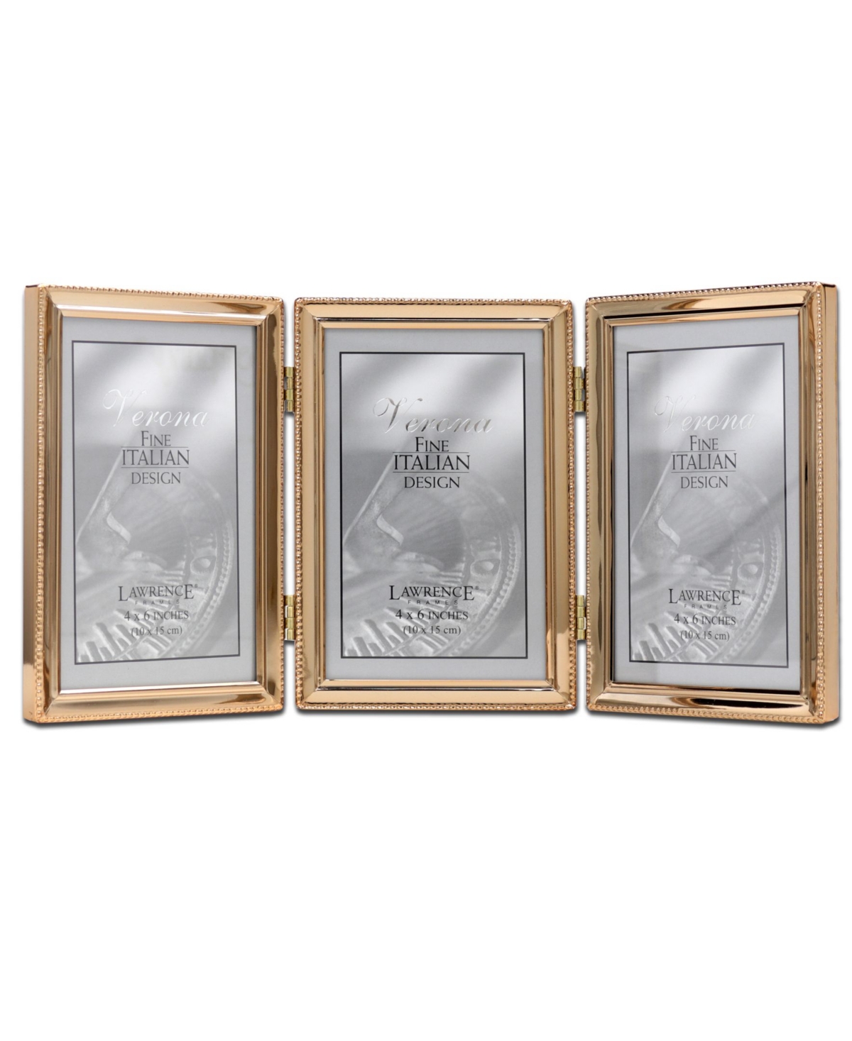 Click here for Polished Metal Hinged Triple Picture Frame - Bead... prices