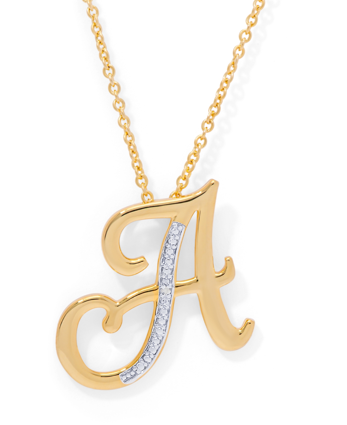 Click here for Diamond Accent Initial Pendant Necklace 18 in Gold... prices