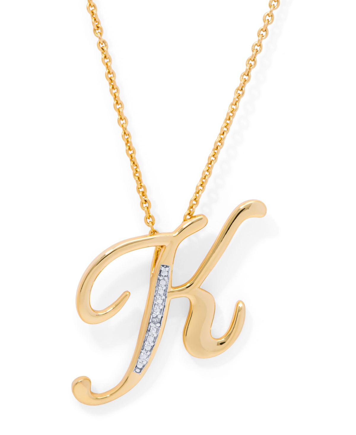 Click here for Diamond Accent Initial Pendant Necklace 18 in Gold... prices