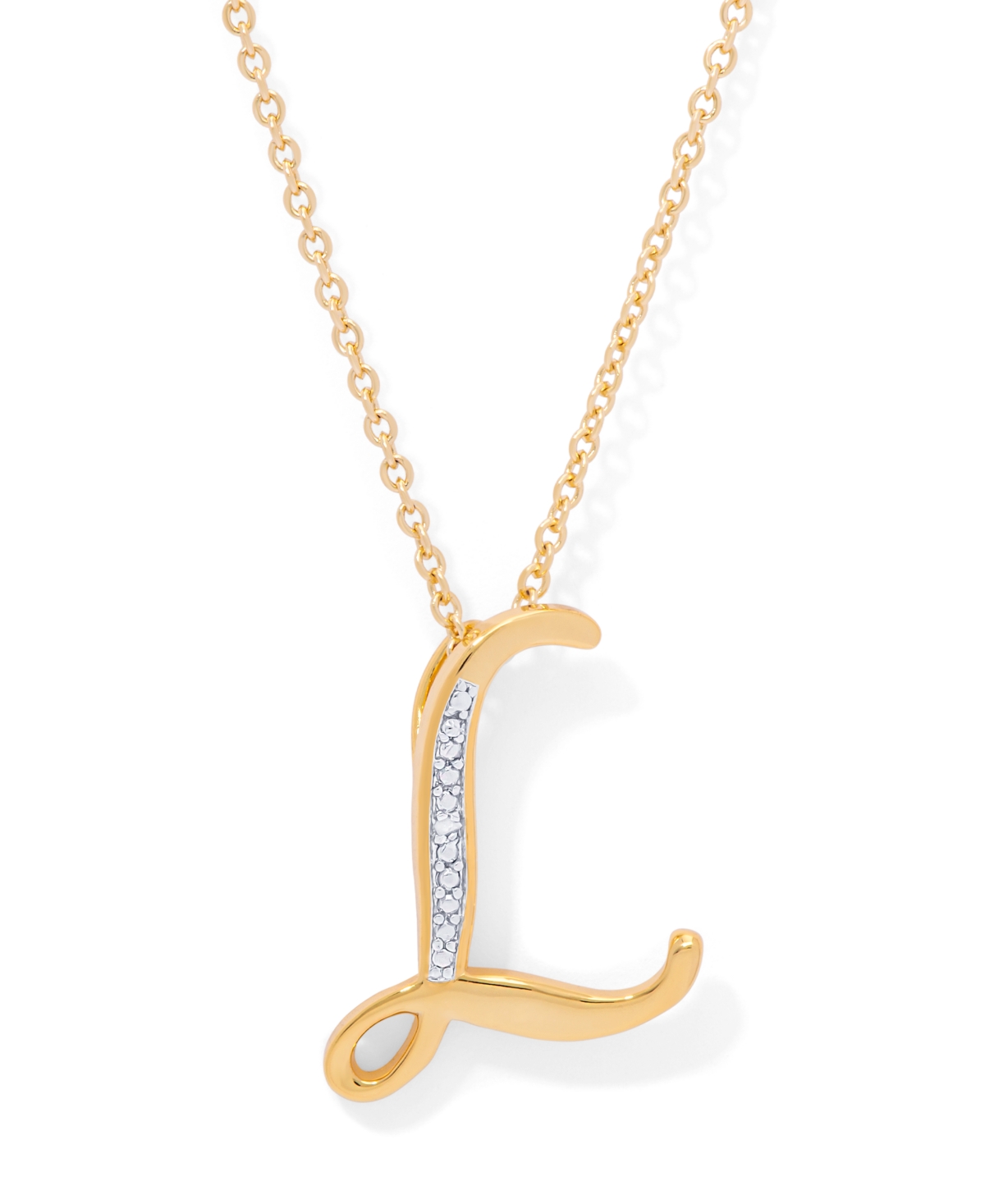 Click here for Diamond Accent Initial Pendant Necklace 18 in Gold... prices