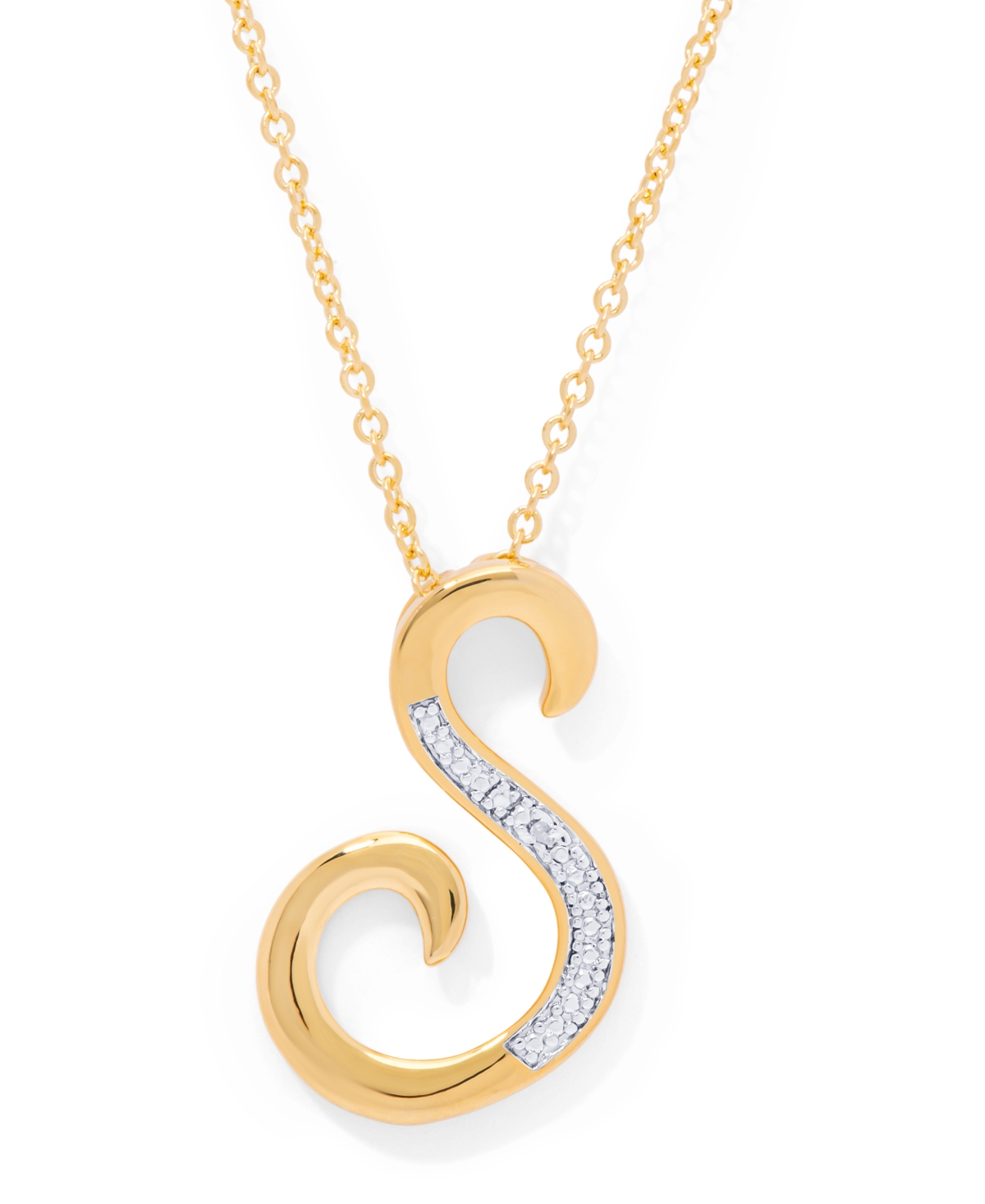 Click here for Diamond Accent Initial Pendant Necklace 18 in Gold... prices