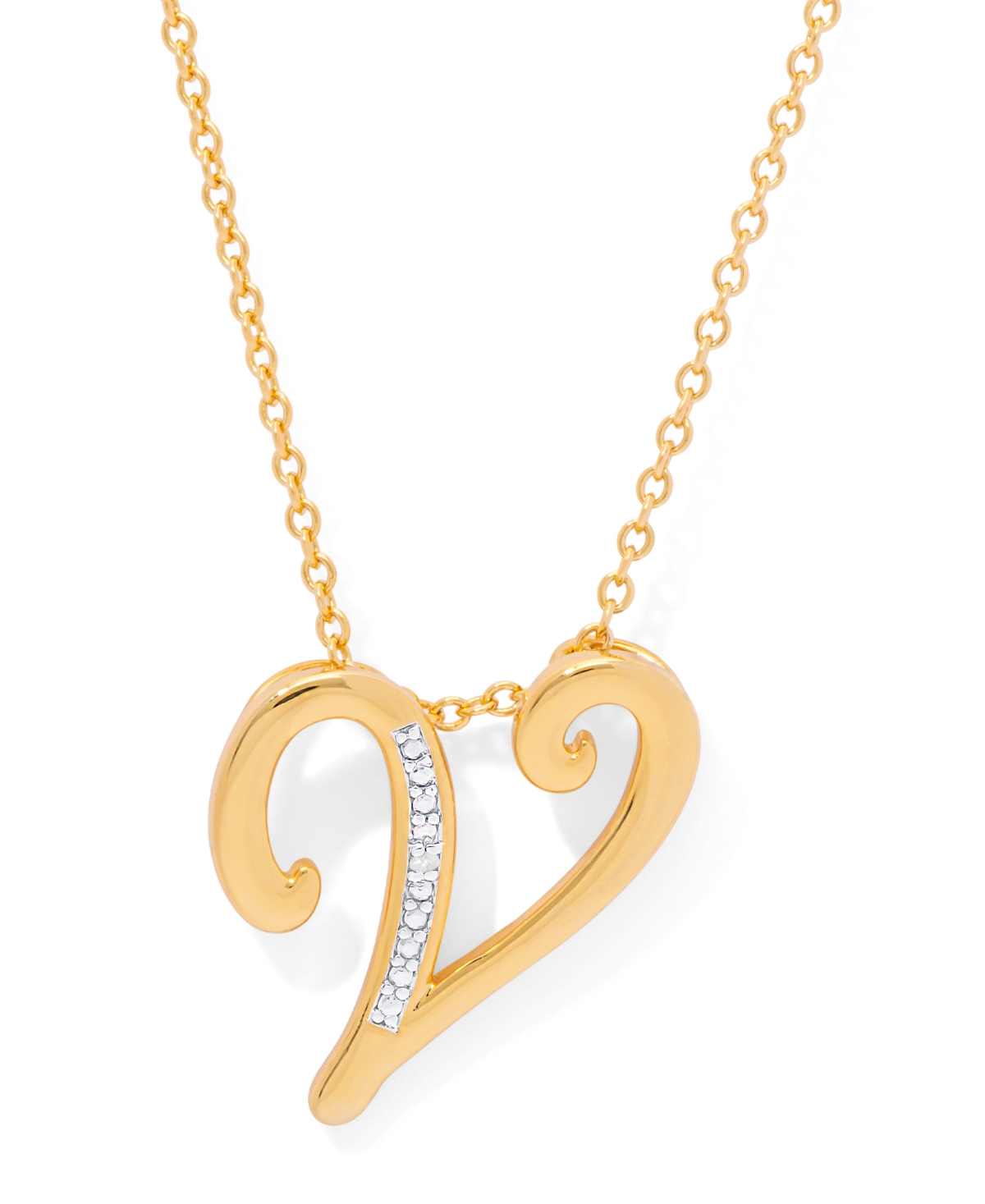 Click here for Diamond Accent Initial Pendant Necklace 18 in Gold... prices