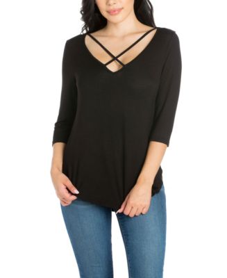 Women's Criss Cross Round Hemline Tunic Top - Macy's