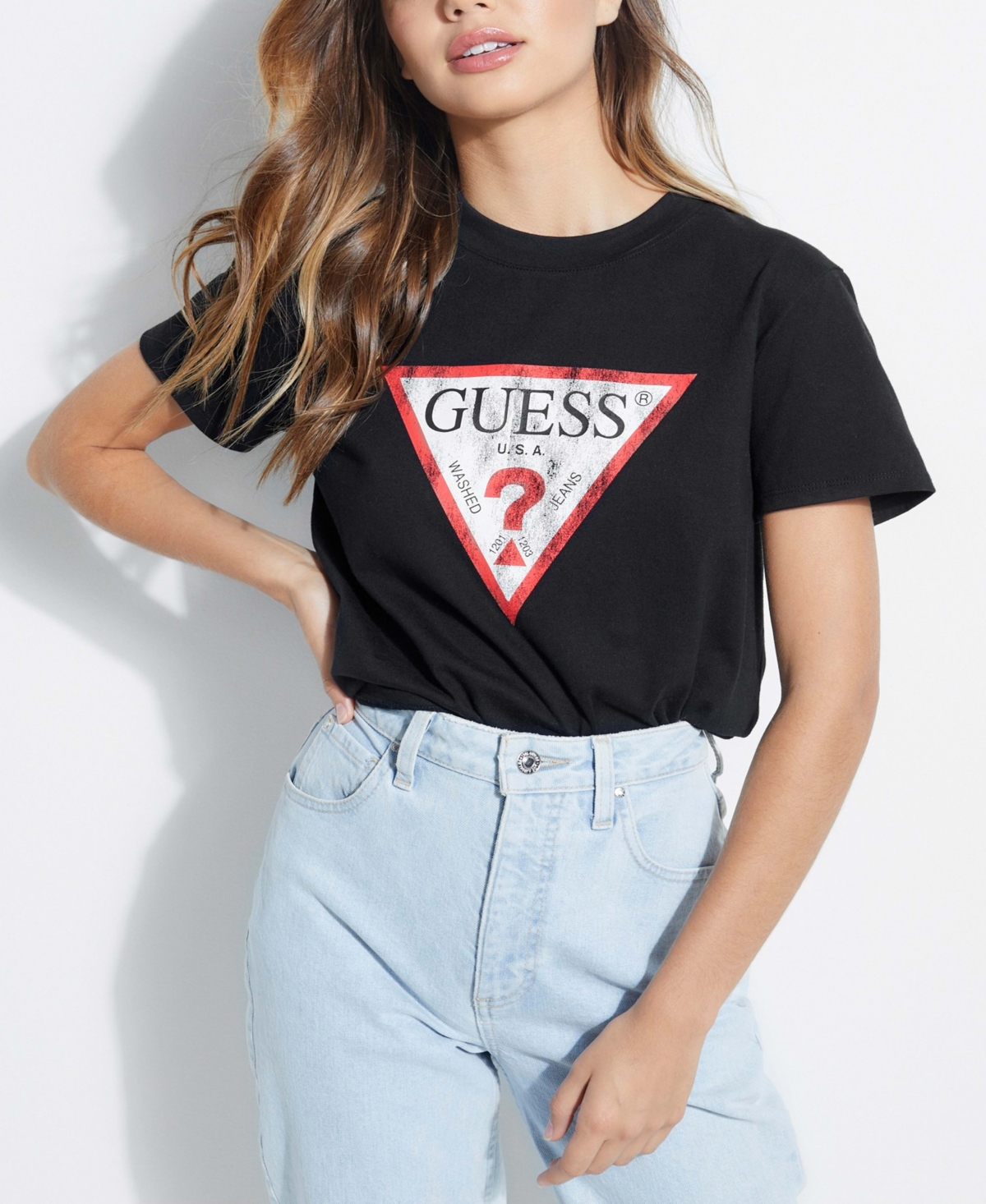 Click here for Guess Womens Classic Fit Organic Cotton Logo T-Shi... prices