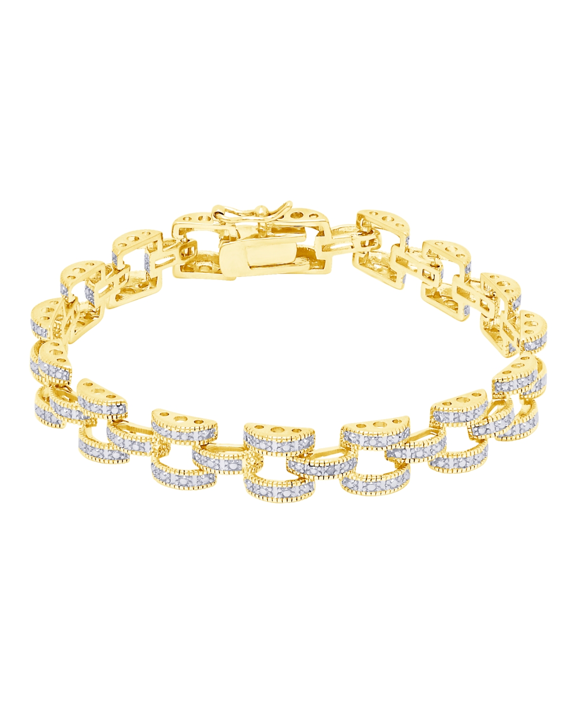 Click here for Diamond Accent Panther Link Bracelet in Silver Pla... prices