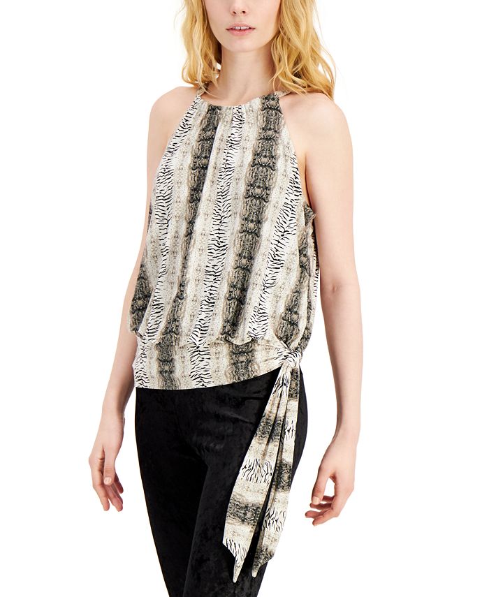 INC International Concepts Petite Printed Halter-Neck Top, Created for ...