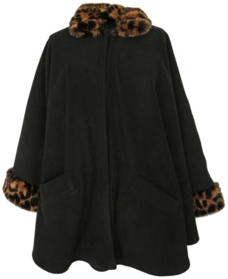 Cejon Fleece Cape With Faux-Fur Trim - Macy's