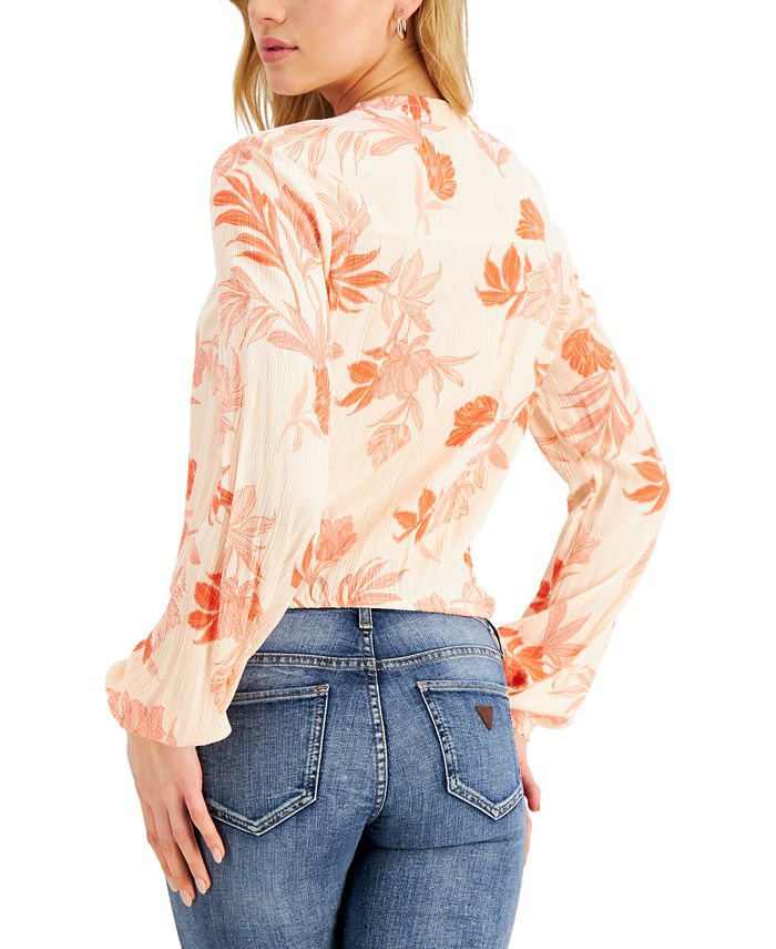 GUESS Myra Printed Cropped Top - Macy's