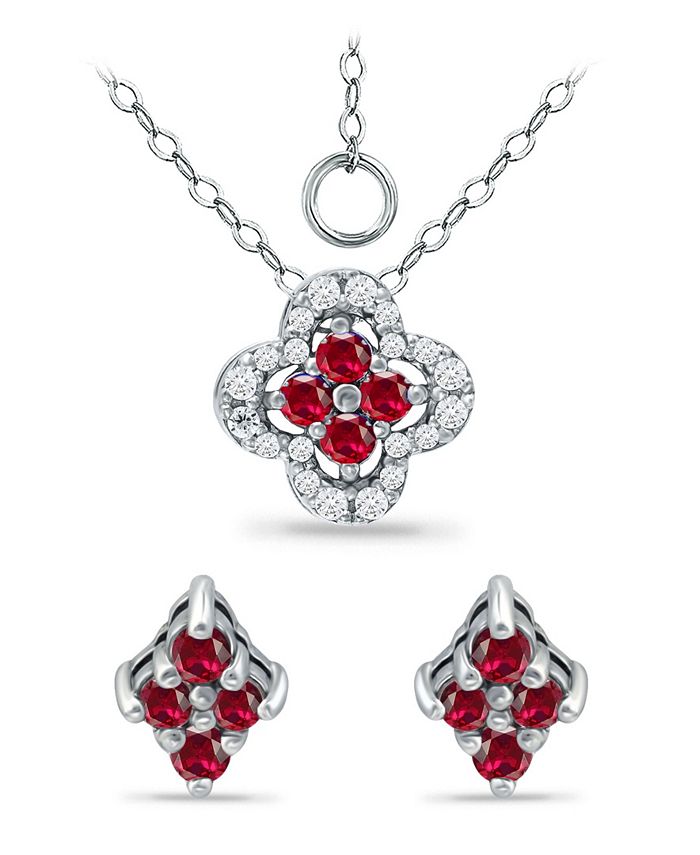Giani Bernini Created Ruby and Cubic Zirconia Clover Pendant and ...