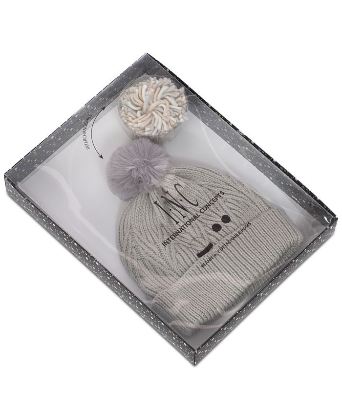 INC International Concepts Beanie With 2 Interchangeable Poms, Created ...
