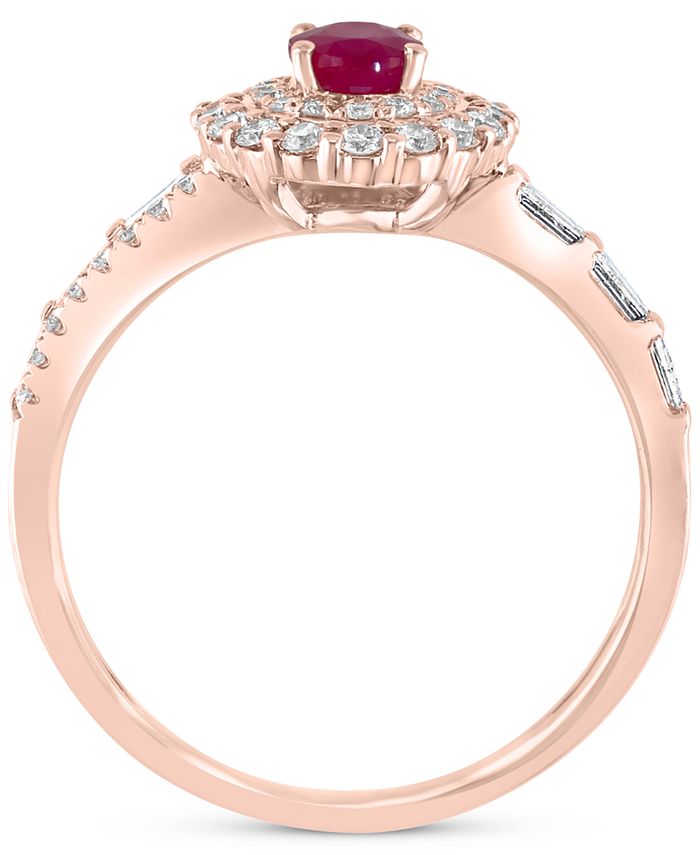 EFFY Collection EFFY® Ruby (1/2 ct. t.w.) & Diamond (3/8 ct. t.w.) Halo ...