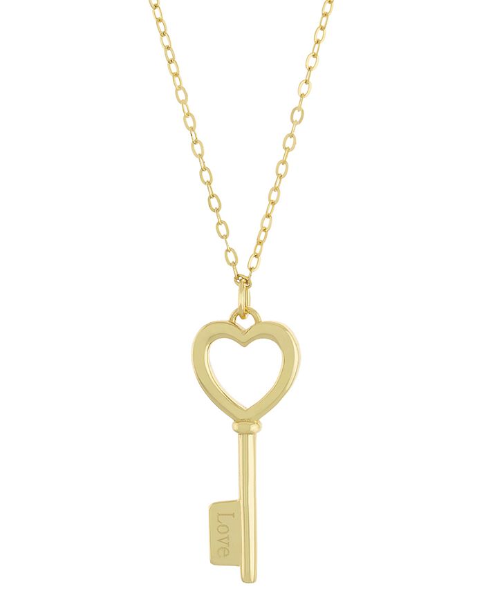 Giani Bernini Heart & Key Pendant Necklace, 16" + 2" extender, Created ...
