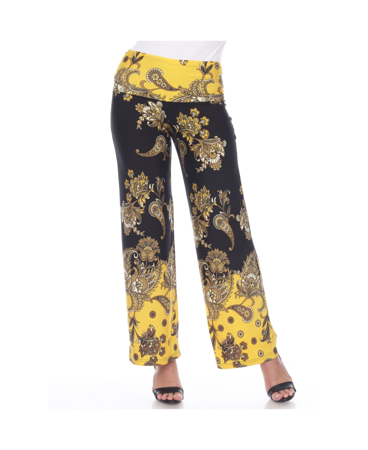 Click here for Womens Floral Paisley Printed Palazzo Pant - Black... prices