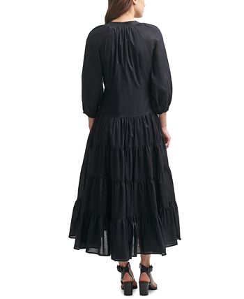 Calvin Klein Cotton Tiered Maxi Dress - Macy's