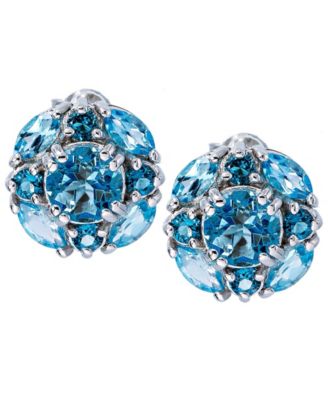 London Blue Topaz 3 ct. t.w and Swiss Blue Topaz 1 3 ct. t.w Earrings in Sterling Silver