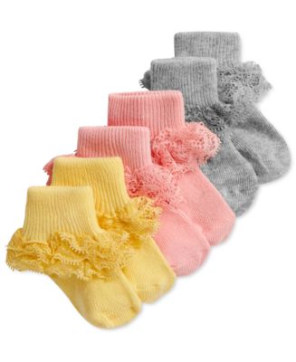 First Impressions Baby Girls 3-Pairs Garden Mix & Match Lace Anklet ...