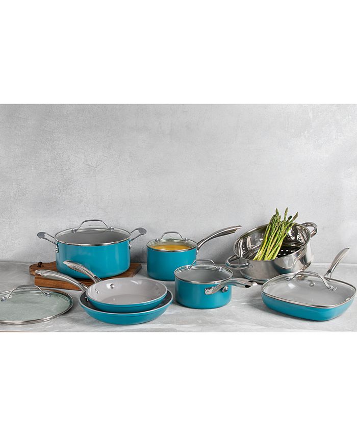Gotham Steel 12-Pc. Nonstick Ti-Ceramic Cookware Set, Aqua Blue - Macy's